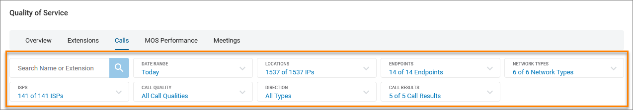 QoS: Searching and filtering the Calls dashboard | RingCentral MVP
