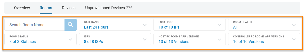 Rooms & Devices: Filtering the Rooms dashboard | RingCentral MVP