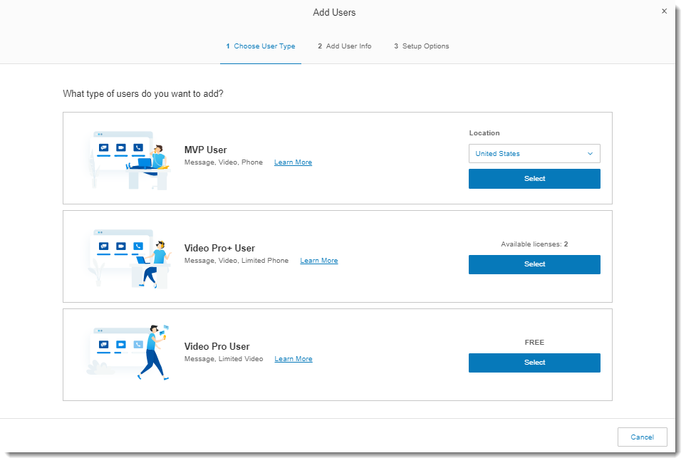 Adding users and assigning RingCentral Video Pro and Pro+ licenses ...
