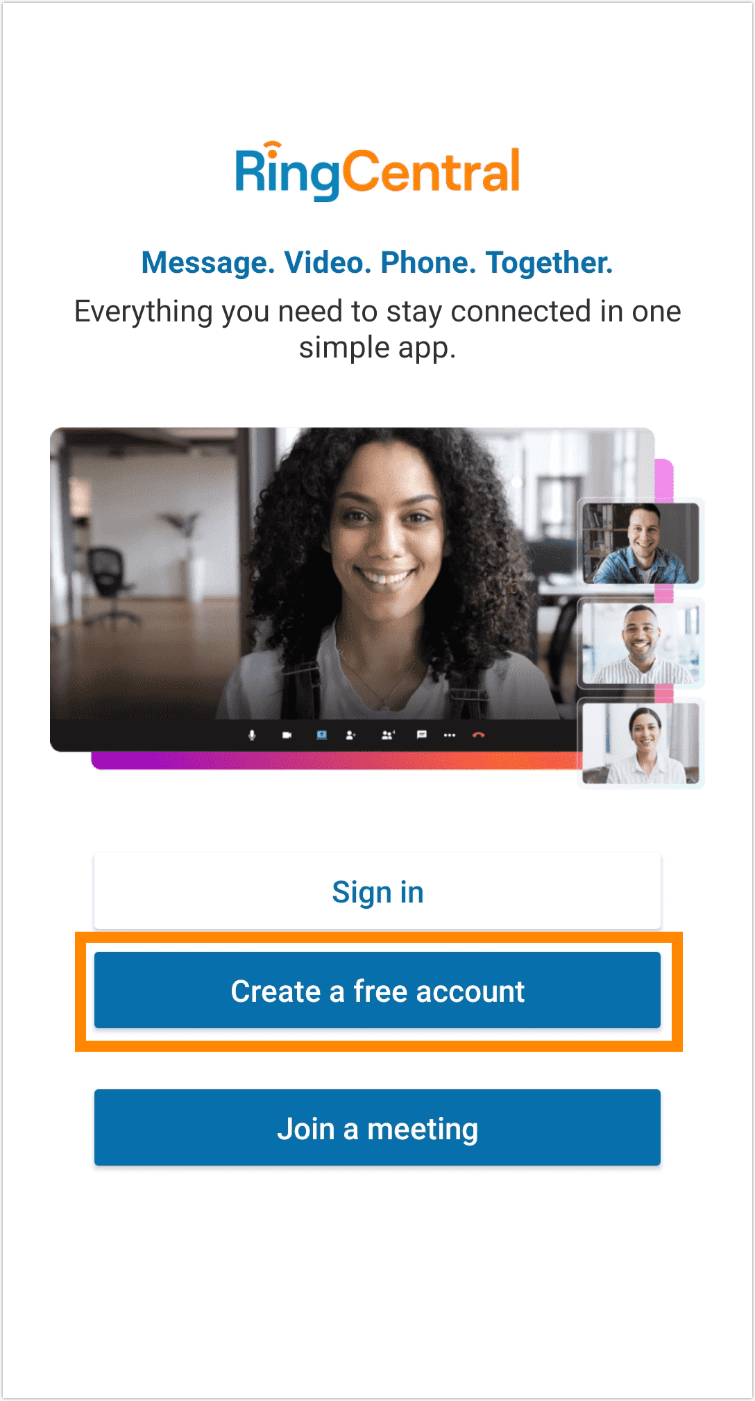 Signing up for a RingCentral Video Pro account on mobile | RingCentral app