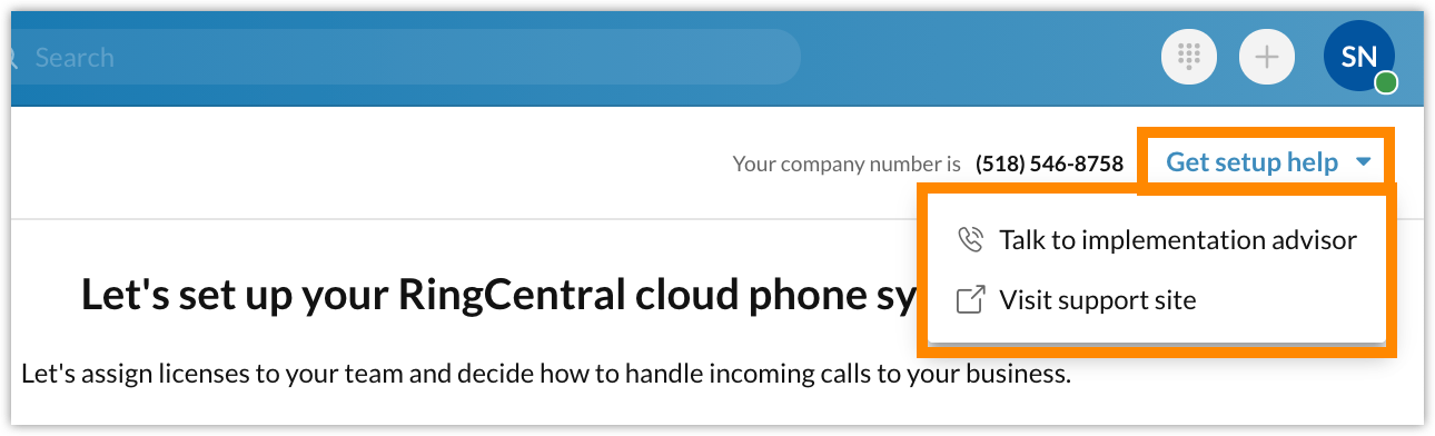 Reviewing your company settings during company setup in the RingCentral ...