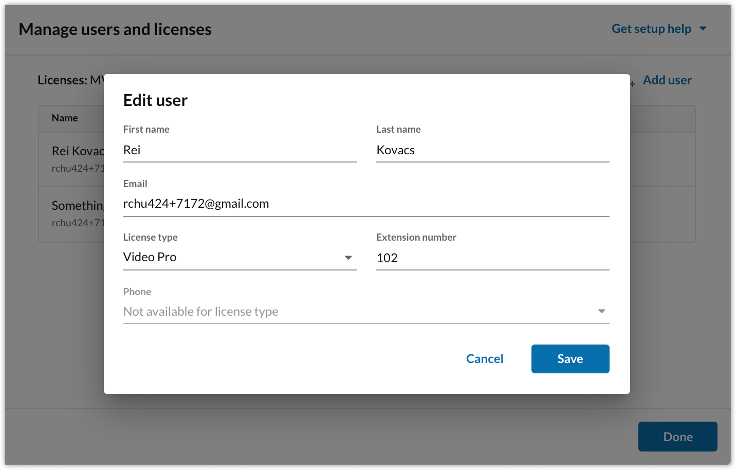 Adding a user during company setup in the RingCentral app desktop and ...