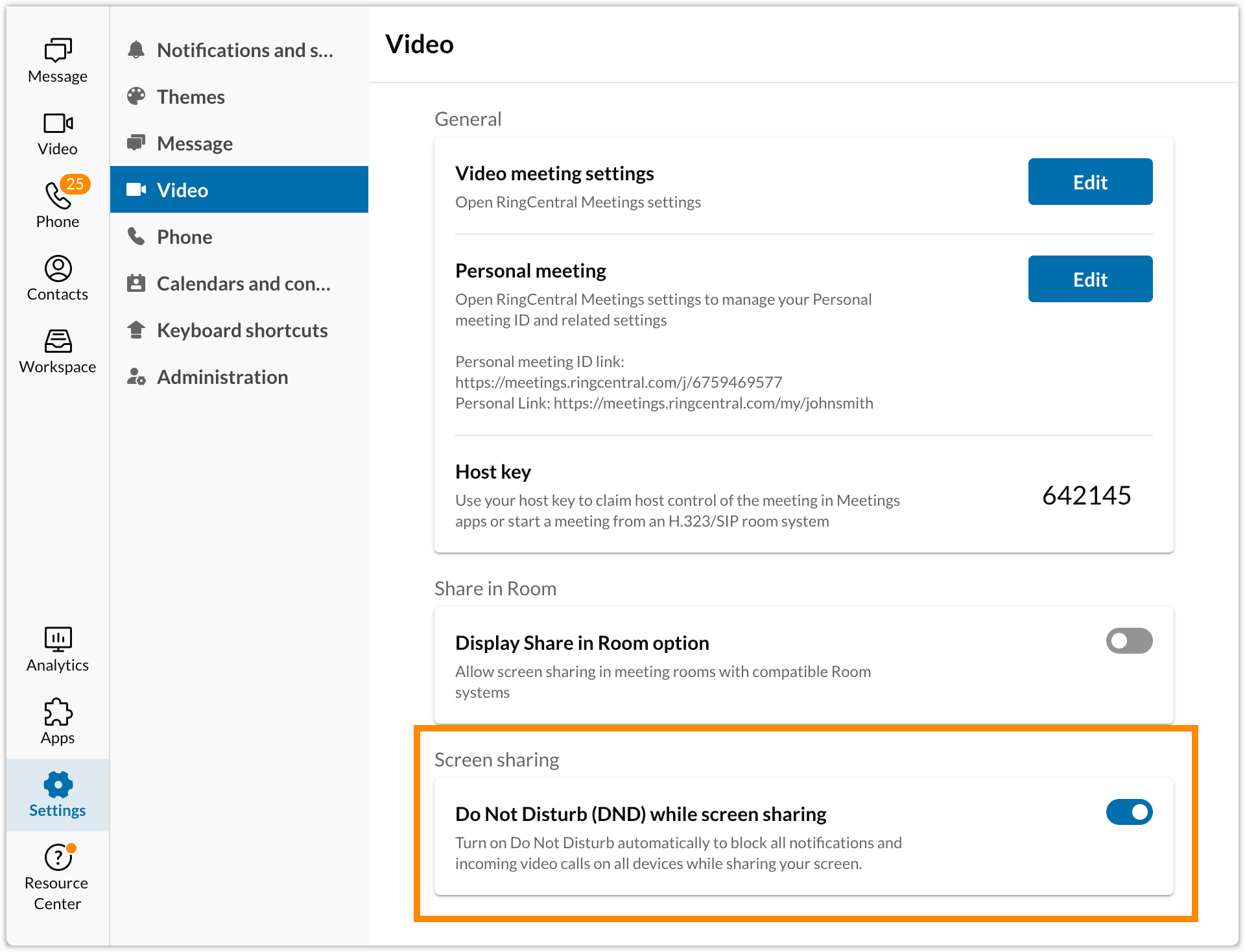 Do Not Disturb While Screen Sharing RingCentral Video