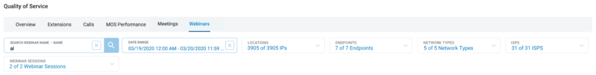 QoS: Filtering the Webinars dashboard | RingCentral MVP